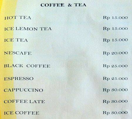 Menu at Bagus Resto & Bar, Kuta, Jl. Wana Segara No.31