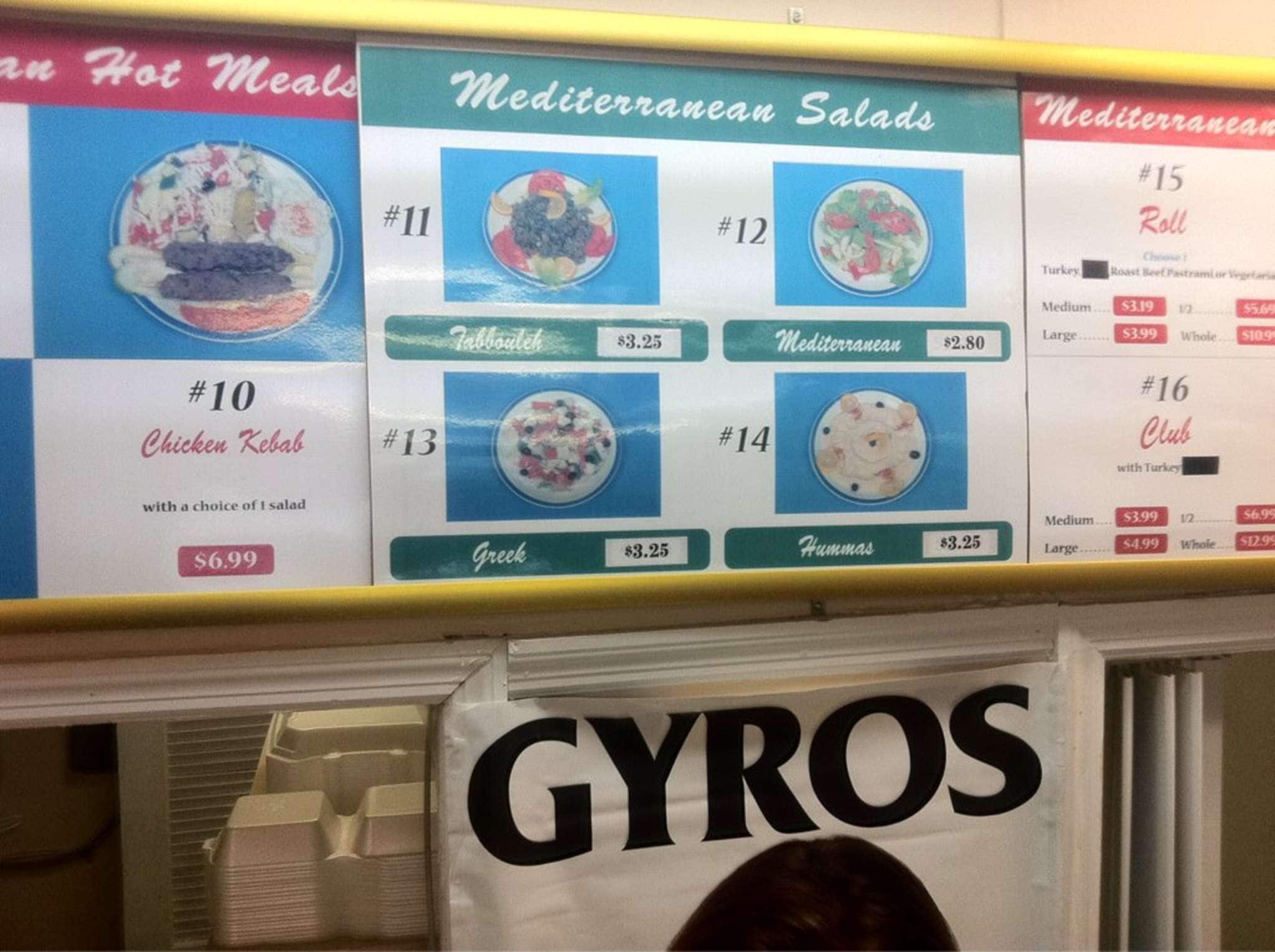 Menu at Mediterranean Deli & Gyros restaurant, Orlando