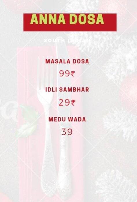 Menu of Anna Dosa, Pimple Saudagar, Pune