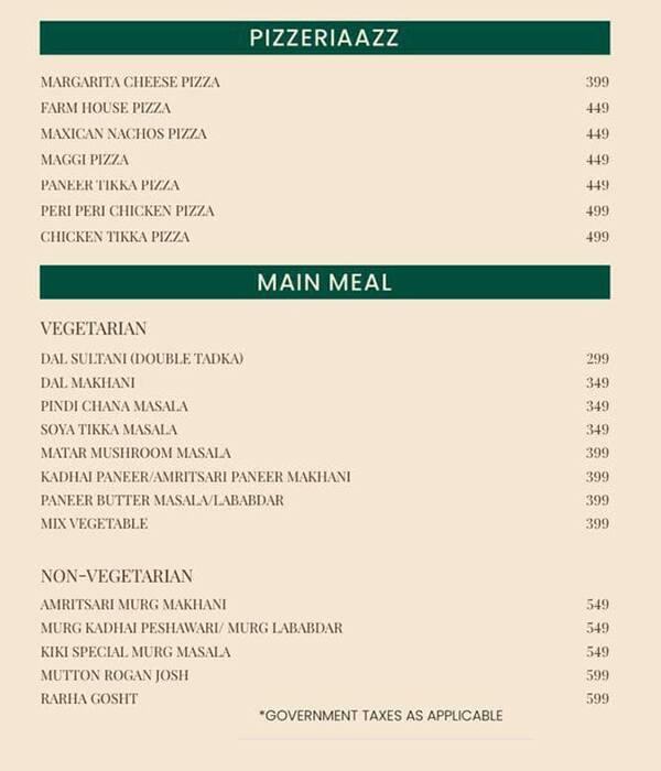Menu of Kiki Club & Lounge, Punjabi Bagh, New Delhi