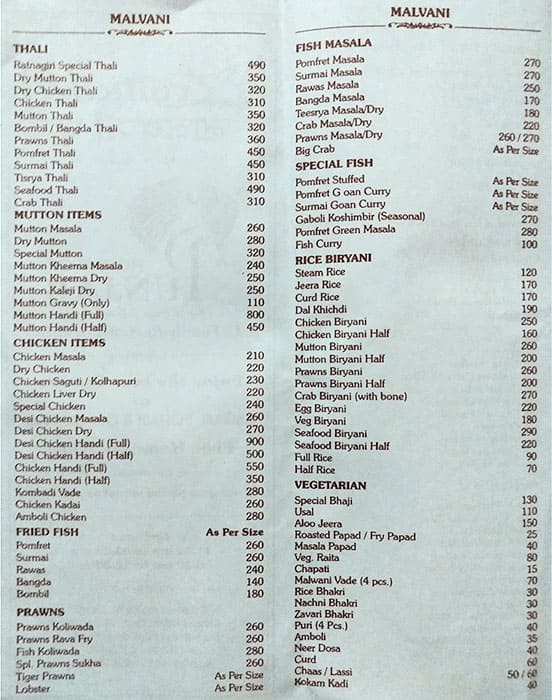 Menu of Ratnagiri Malvani Food, Mira Road, Mumbai