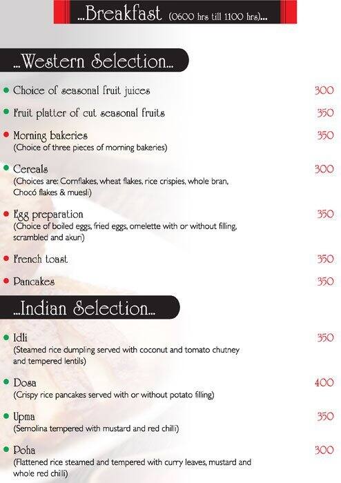 Level 2 - Radisson Blu Menu, Menu for Level 2 - Radisson Blu, Paschim ...