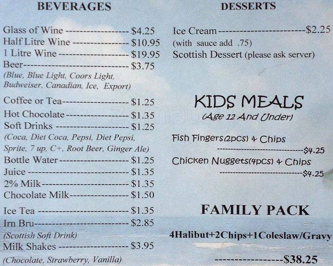 Menu at My Place Fish & Chips restaurant, Toronto