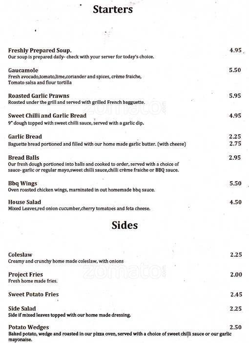 Pizza Project Menu, Menu for Pizza Project, Blanchardstown, Dublin ...