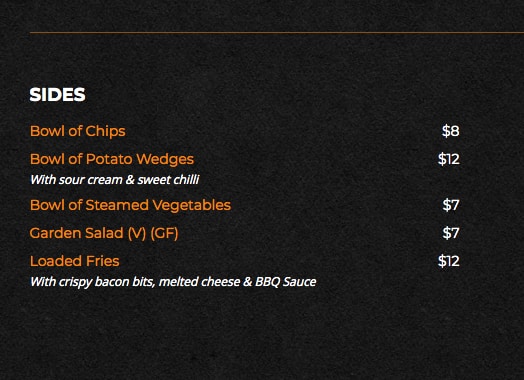 Menu at Harp of Erin Hotel restaurant, Kew East