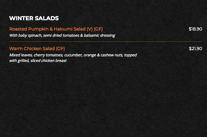 Menu at Harp of Erin Hotel restaurant, Kew East