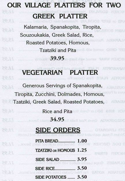 Menu at Greek Village Restaurant, Delta