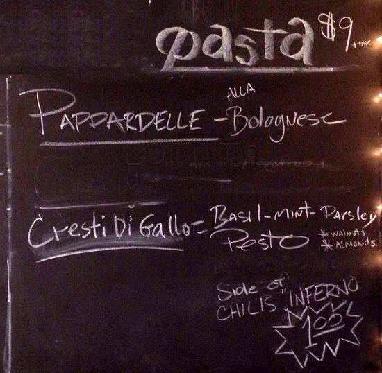 Menu at Il Corvo restaurant, Seattle