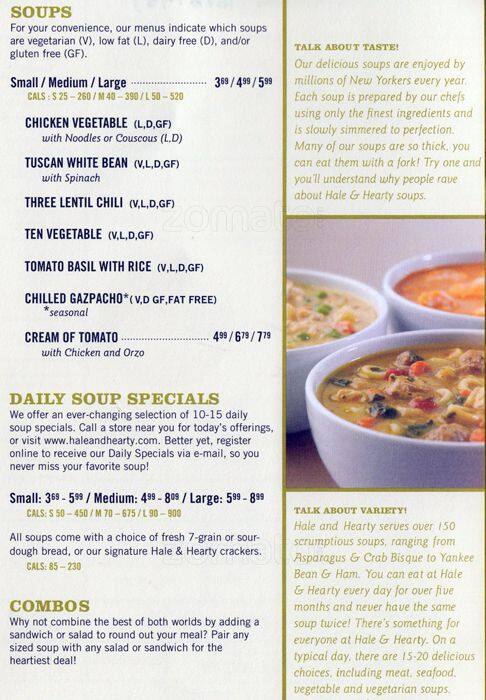 Hale & Hearty Menu, Menu for Hale & Hearty, Midtown, New York City ...