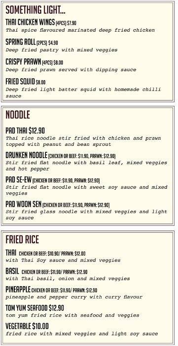 Menu at Wok & Ladle restaurant, Perth