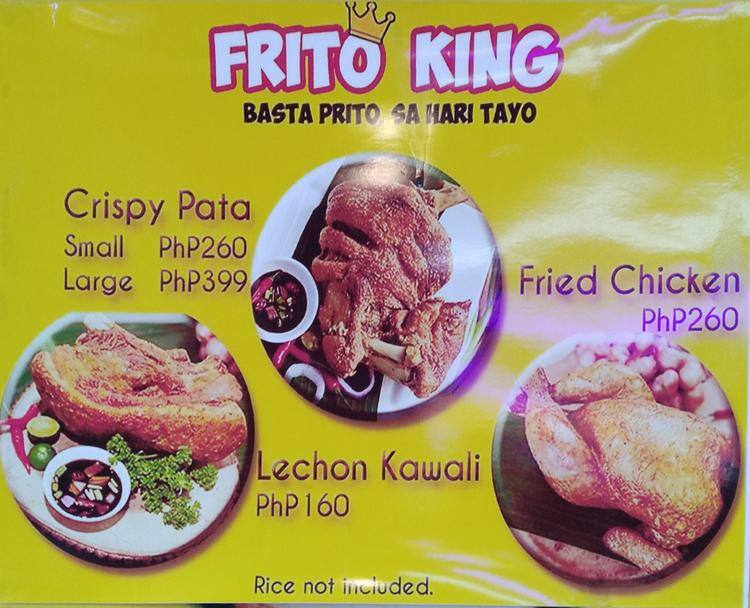 Menu at Frito King restaurant, Quezon City