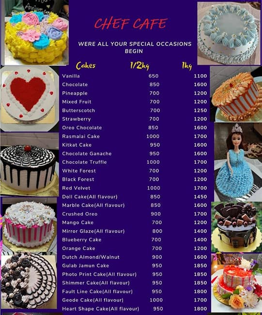 Menu of Chef Cafe, Sion, Mumbai