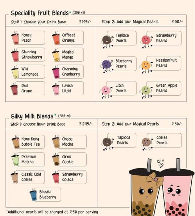 Menu of QT Bubble Tea, Bopal, Ahmedabad