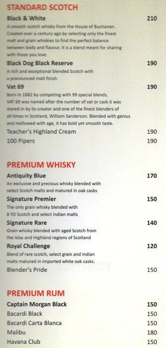 Menu at Attitude Returns, Gurugram, C-002
