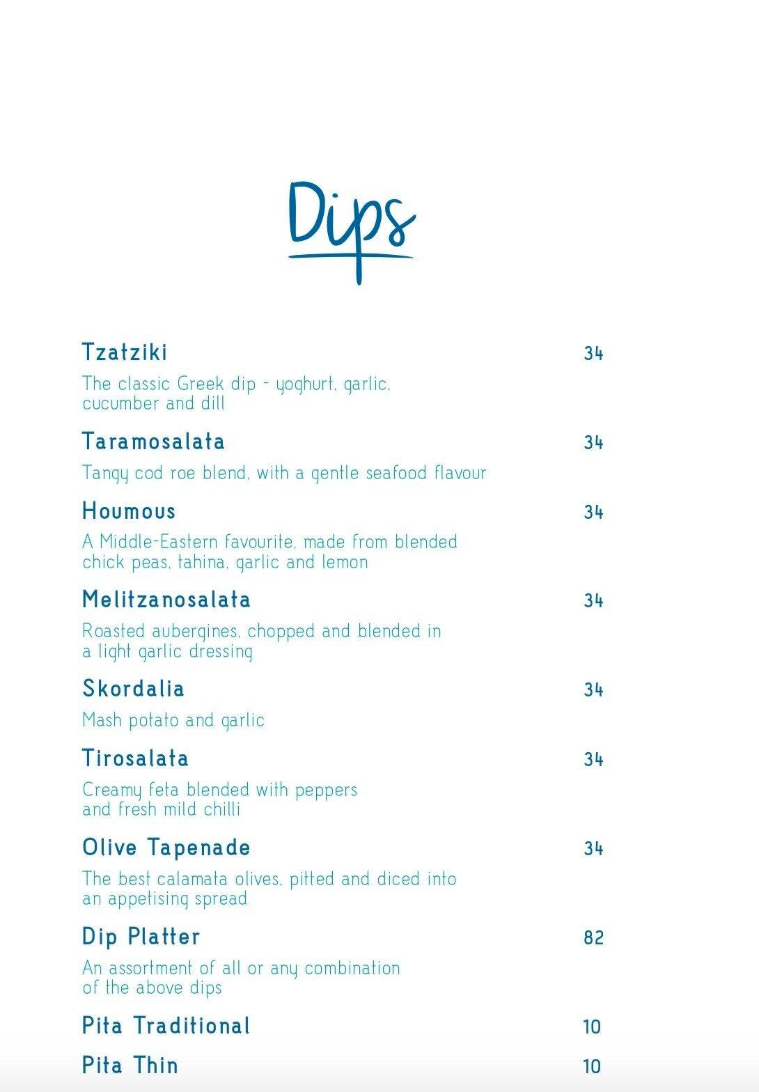 Menu au Plaka restaurant, Johannesburg, Eastgate Shopping Centre