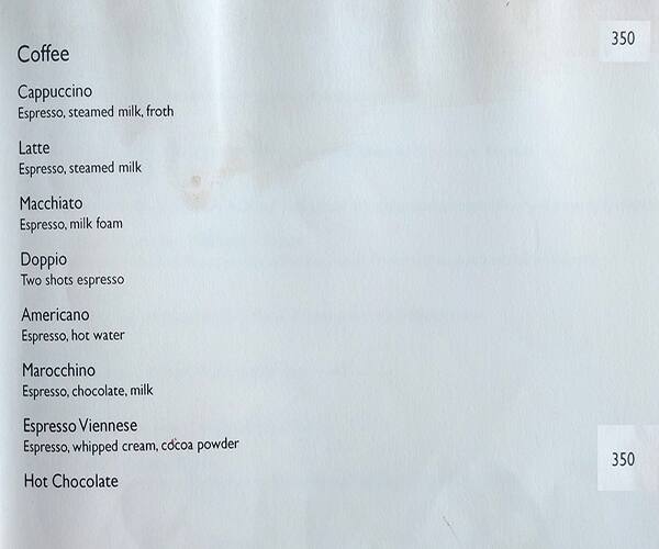 Menu at Lobby Lounge - The Leela Palace, Chennai