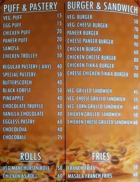 Menu at Roman Bakers, Fast food, chat & juice, Hyderabad