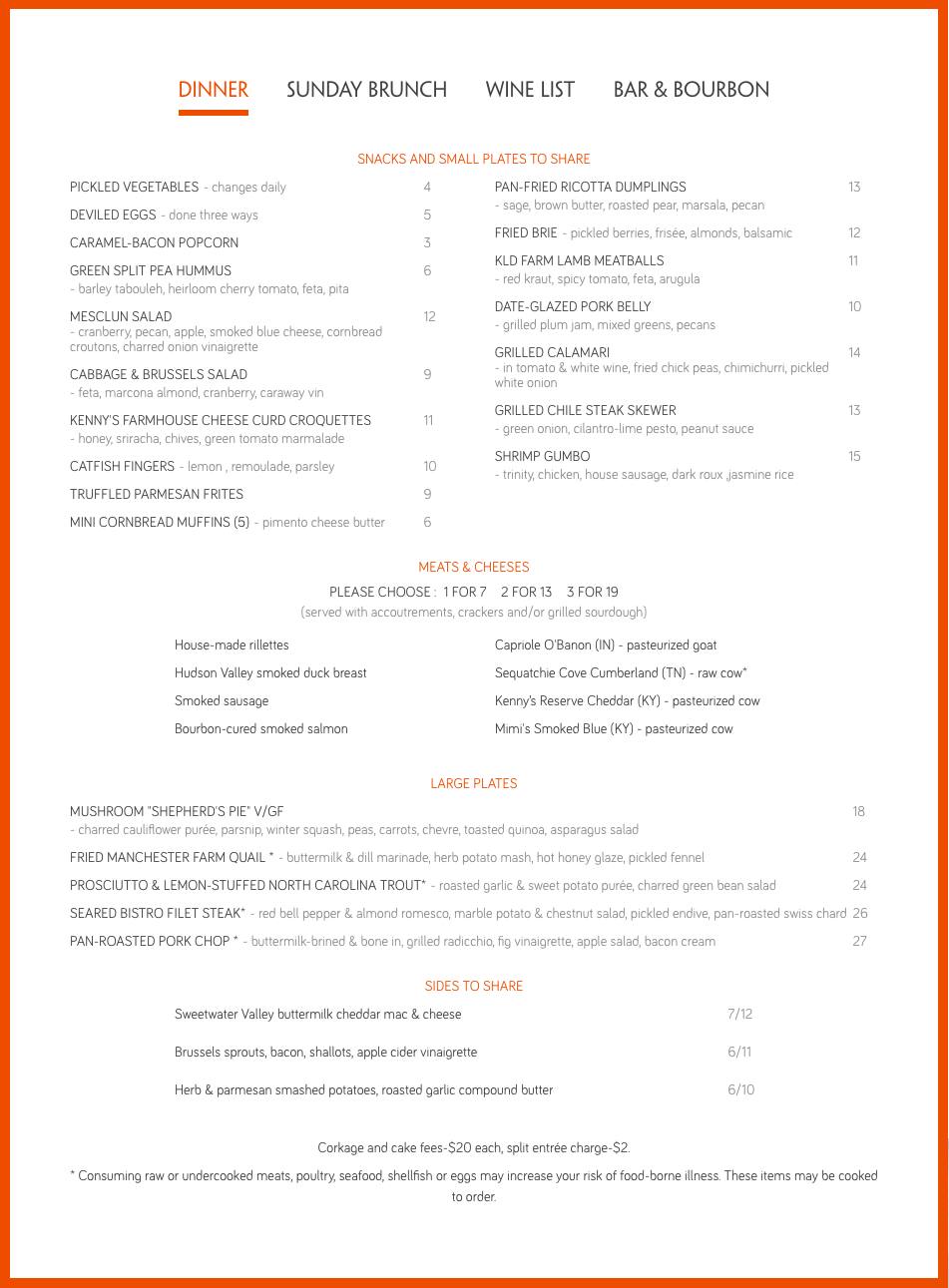 SILO Germantown Menu, Menu for SILO Germantown, North Nashville ...