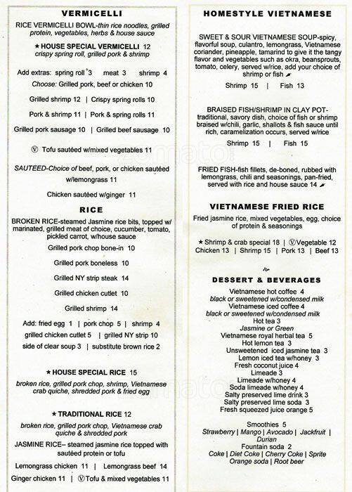 Menu at Phi Vietnamese Restaurant, Doylestown