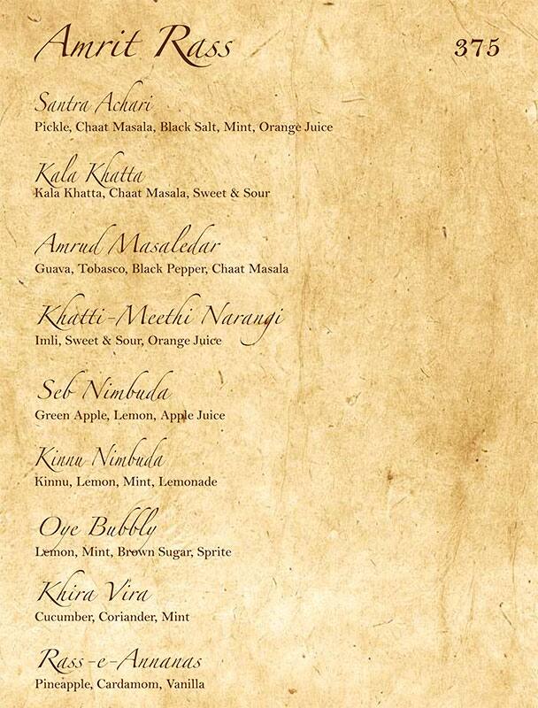 Menu of The GT Road, Connaught Place, New Delhi