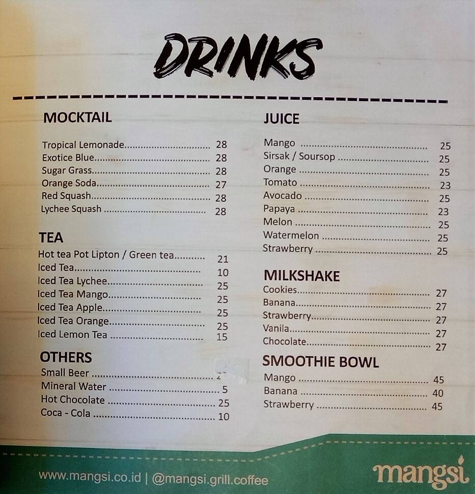 Menu at Mangsi Grill Master cafe, Mengwi