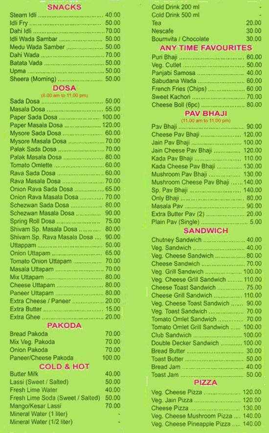 Menu of Angel Food's, Chembur, Mumbai