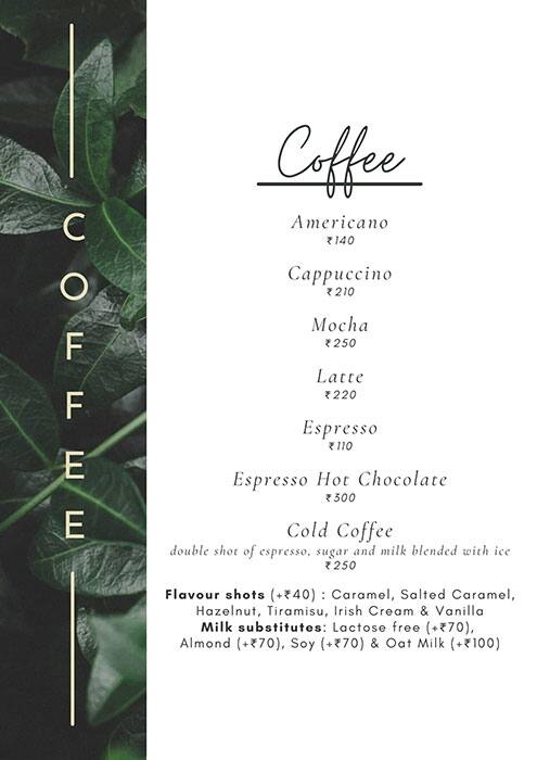 Menu of The Backyard Brew, Versova, Andheri West, Mumbai