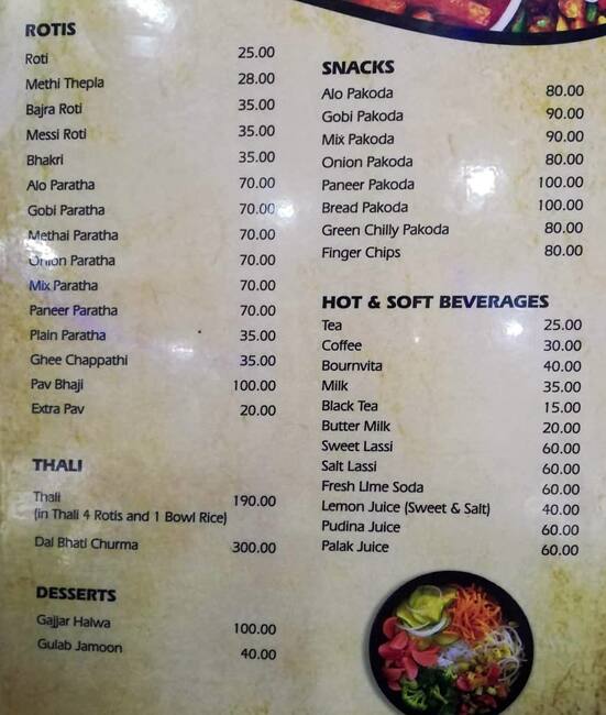 Menu of Second Home Food, Goregaon West, Mumbai