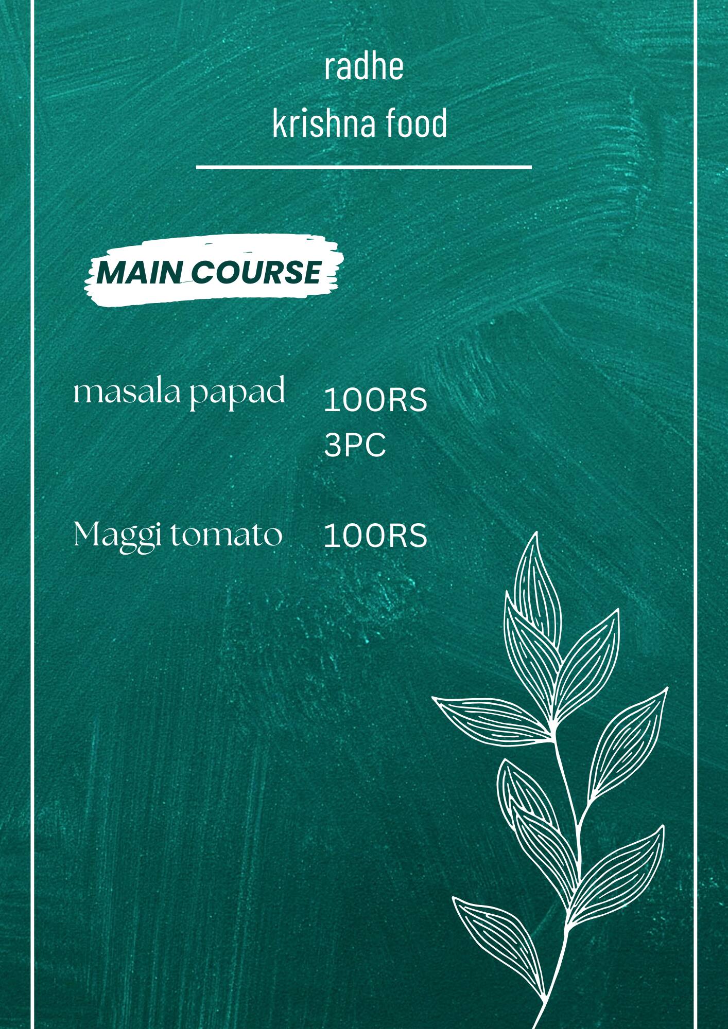 Menu of Radhe Krishna, Ulhasnagar, Thane