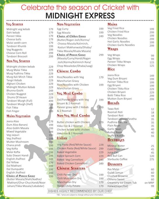 Midnight Express Menu, Menu for Midnight Express, Parade, Kanpur - Zomato