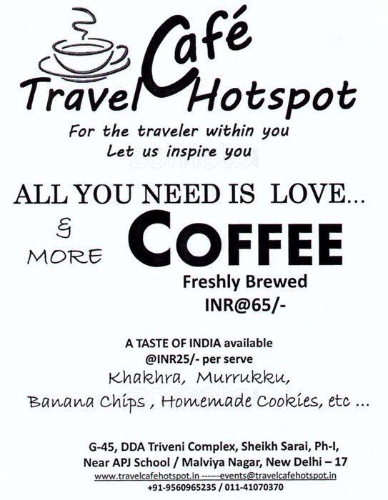 Menu at Travel Cafe Hotspot, New Delhi