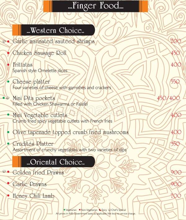 Menu at Oro The Bar - Radisson Blu, New Delhi