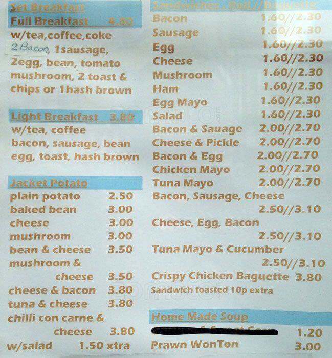 Menu at George's Cafe, Barnet, 56 High St