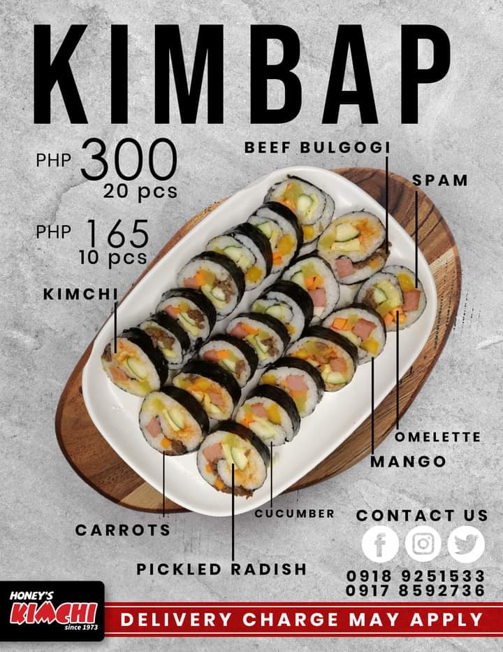 Menu at Honey's Kimchi restaurant, Quezon City, LGF Robinson's Galleria