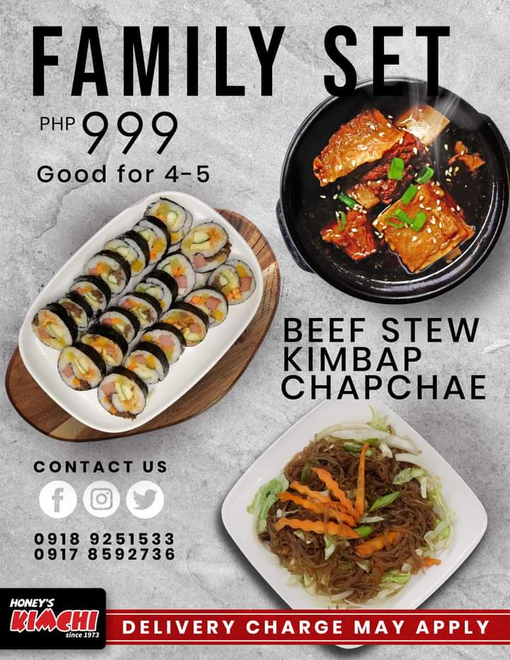 Menu at Honey's Kimchi restaurant, Quezon City, LGF Robinson's Galleria