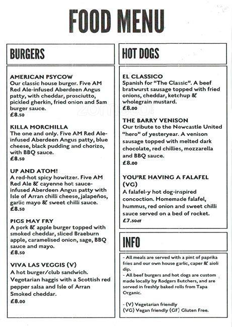 Menu at BrewDog Glasgow pub & bar, Glasgow