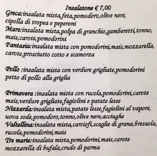 Menu da Grand Cafè & Tre Marie caffè bar, Milano, Viale Stelvio