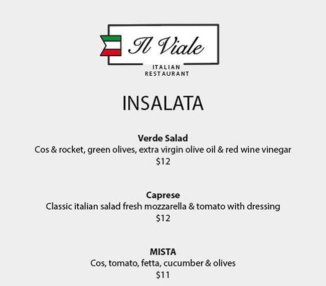 Menu at Il Viale Italian Restaurant, Graceville