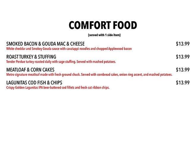 Menu at Metro Grill & Bar, Joliet