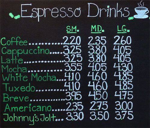 Menu at Johnny's Java cafe, Cotati, Gravenstein Hwy Suite A