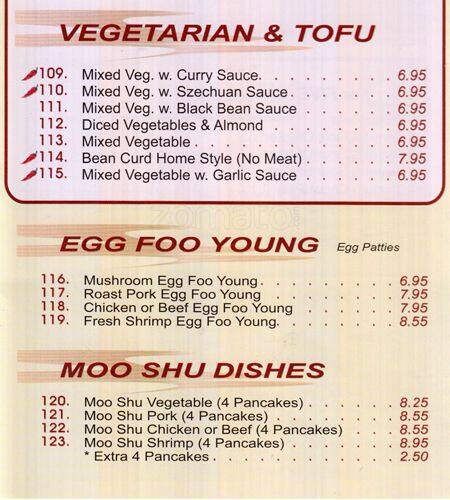 Menu at JF Chen Chinese Food restaurant, Burlington