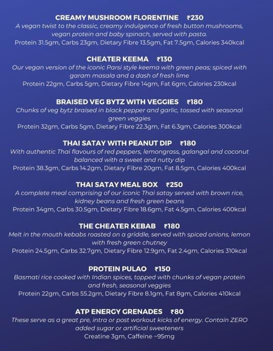 Menu of Cheat, Sikandarpur, Gurgaon