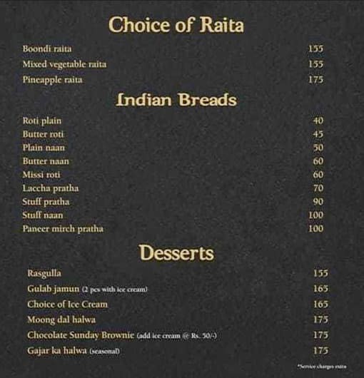Menu at DD SUITES - A Luxury Boutique Hotel, Agra