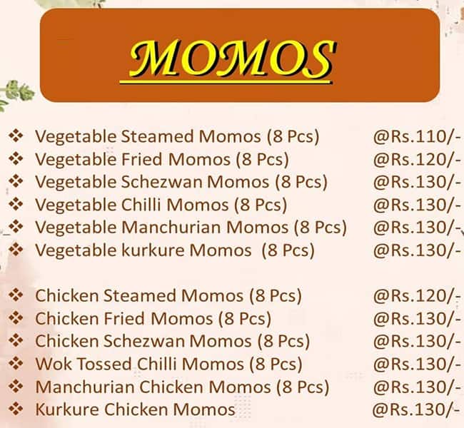 Menu of Desi Momos, RT Nagar, Bangalore