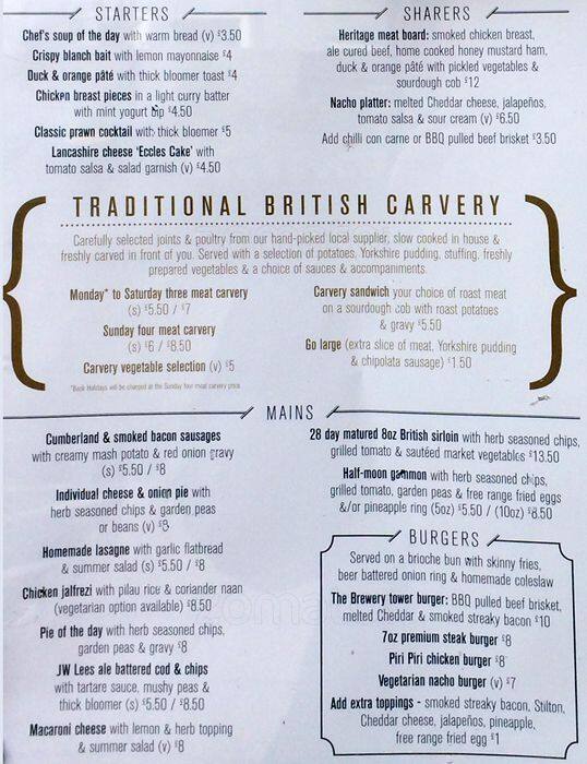 The Millgate Menu Menu For The Millgate Failsworth Manchester