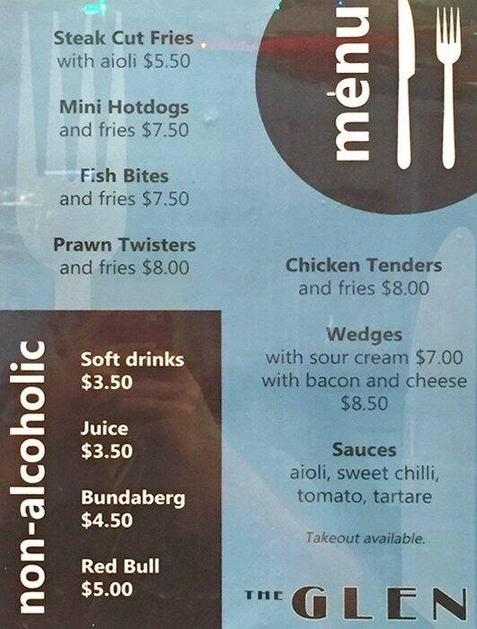 The Glen Menu, Menu for The Glen, Glen Eden, Auckland - Menumania/Zomato