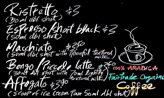 Menu at Fremlin Lunch Bar, Auckland