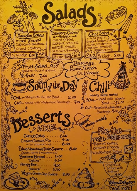 The Yellow Deli Menu, Menu for The Yellow Deli, Katoomba, Sydney ...