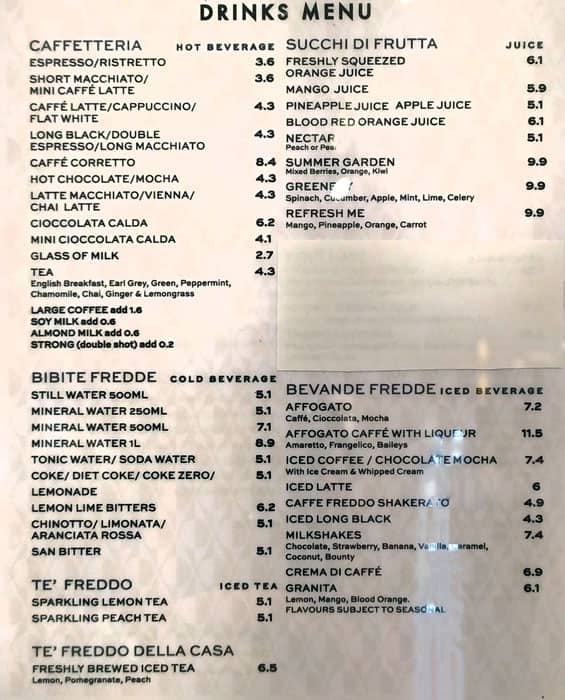 Menu at Brunetti Oro Myer cafe, Melbourne, Level 3