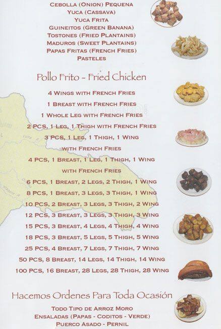 Menu at Anojitos Dominicanos restaurant, New York City, 103rd St